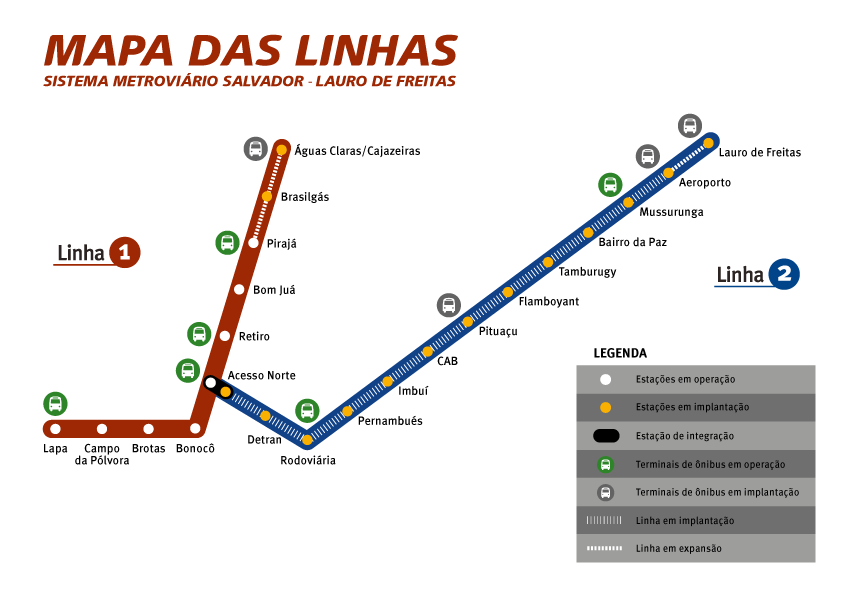 Metro de Bahia: Mapa, Horarios, líneas, estaciones y tarifas.